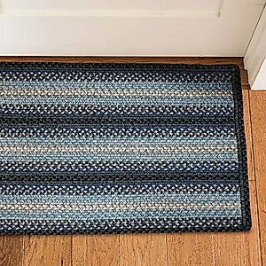 Rug with Rug Pad - Lakeland Navy Blue Braided Rug. Comes with Rug Pad. Stain Resistant, Washable, for Dinning Room, Bedroom & Living Room Rug, 4' x 6' Rug. Outdoor, Country, Farmhouse, Rustic Style