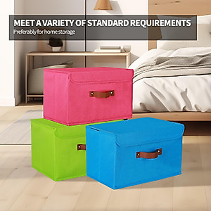 SAMORADREA 9 Pack Storage Basket Bulk Decorative Storage Bins Containers Fabric Bins with Lids for Shelves Drawers, Desktop, Closet, Playroom, Office, Bedroom (Rainbow, 15X10X10)