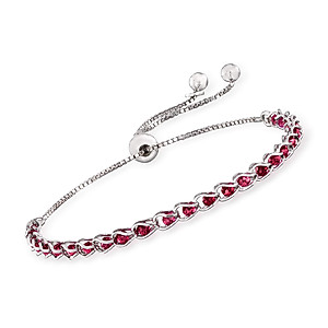 Ross-Simons Italian 4.00 ct. t.w. Simulated Ruby Bead Bolo Bracelet in Sterling Silver