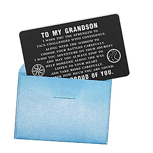 ABNTY Grandson Gifts, Grandson Graduation Cards, Grandson Wallet Card, Inspirational Quote Message Gift for Grandson