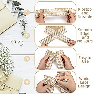 VGOODALL Jute Ribbon, 12PCS Burlap Lace Ribbons Craft Ribbon 26 Yards for Crafts Gift Wrapping Rustic Decor