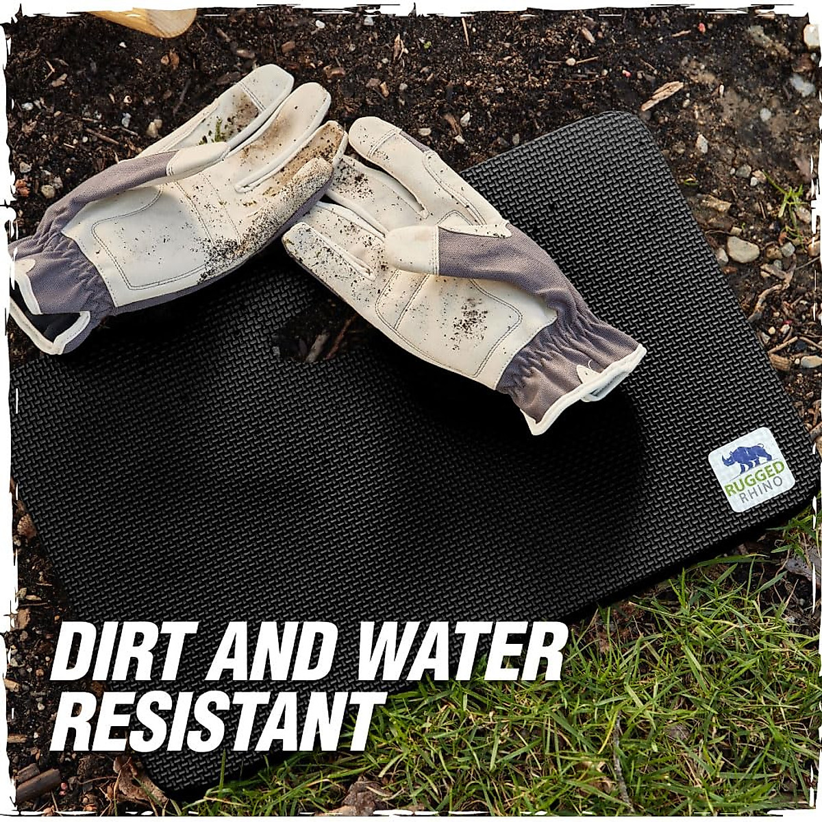 Rugged Rhino Soft Foam Kneeling Pad, Thick Knee Mat Resists Water, Durable Shock Absorbent Pads, Comfortable Strong Rebound, Gardening, Mechanic Tools, Bath Tub Essentials Onyx Black
