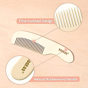 haakaa Baby Hair Brush and Comb Set for Newborns & Toddlers, Natural Hair Comb Wooden Comb Perfect Baby Shower and Registry Gift - Ideal for Cradle Cap