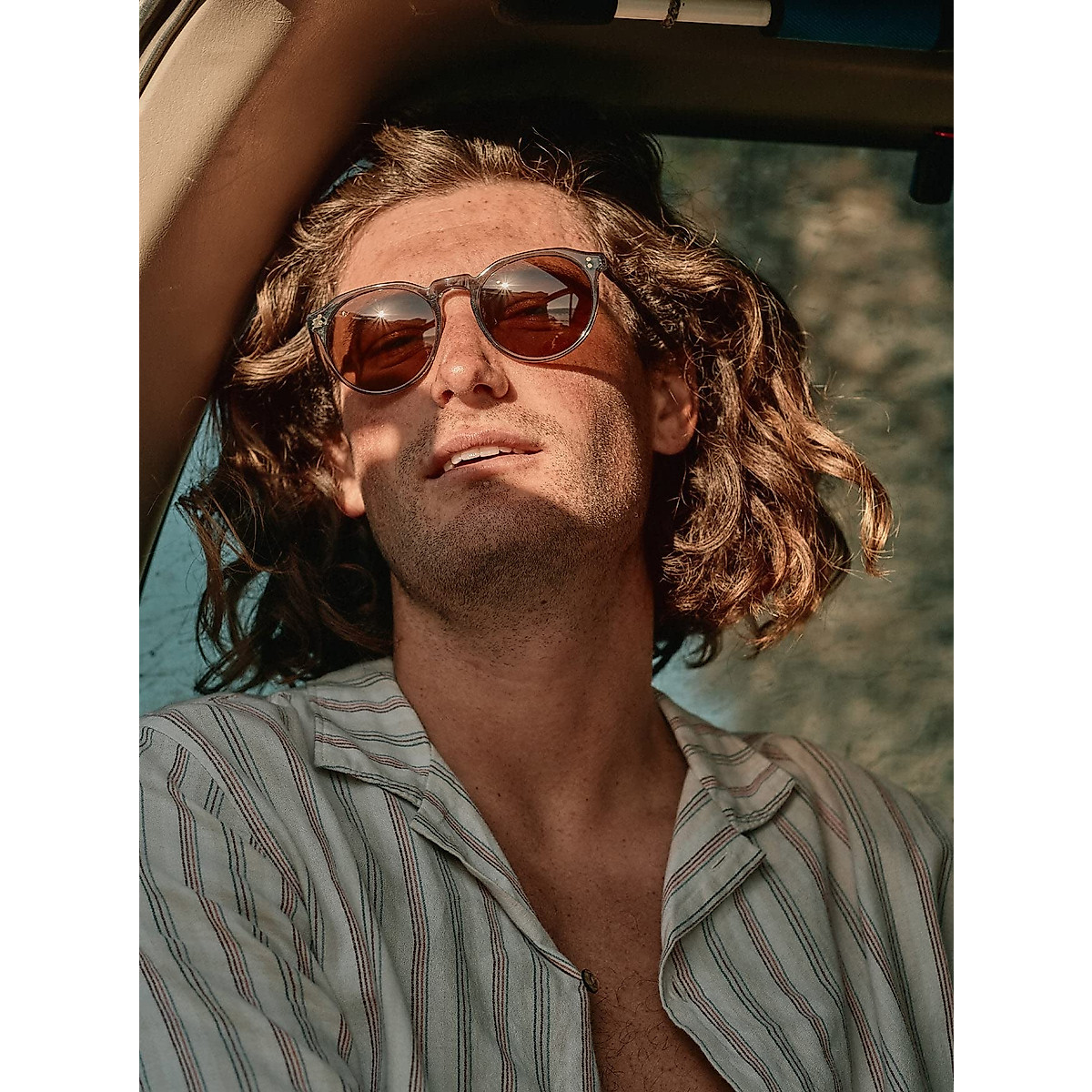 RAEN Ð Remmy Ð Unisex Retro Round Sunglasses UV Protection - Ghost/Vibrant Brown Polarized Lens (Size 52 MM)