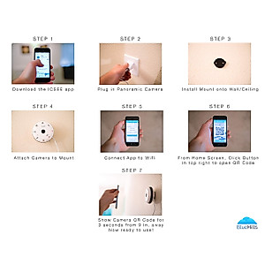 BlueHills White Compact Security Camera for Ceiling or Walls HD 1080P Night Vision Motion Detector & Two-Way Audio - Monitor Front-Door Home Business Kids Baby Dog Cat & Pets with App in Cell Phone