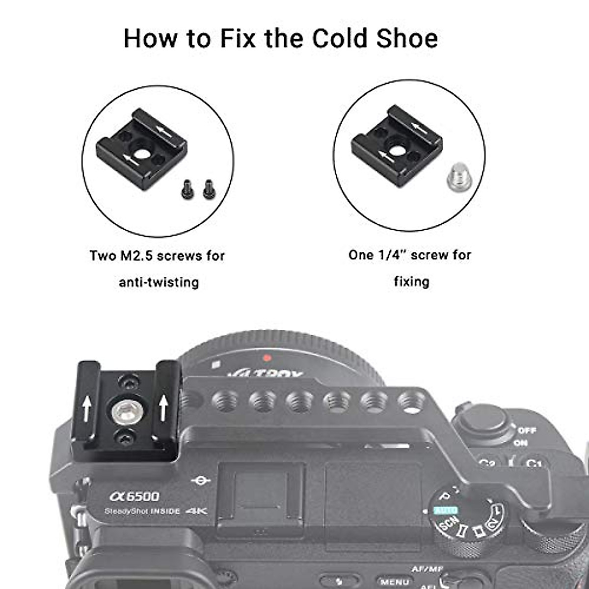 SMALLRIG Cold Shoe Mount Adapter with 1/4’’ Thread Hole for Camera and Camcorder Rigs – 1241
