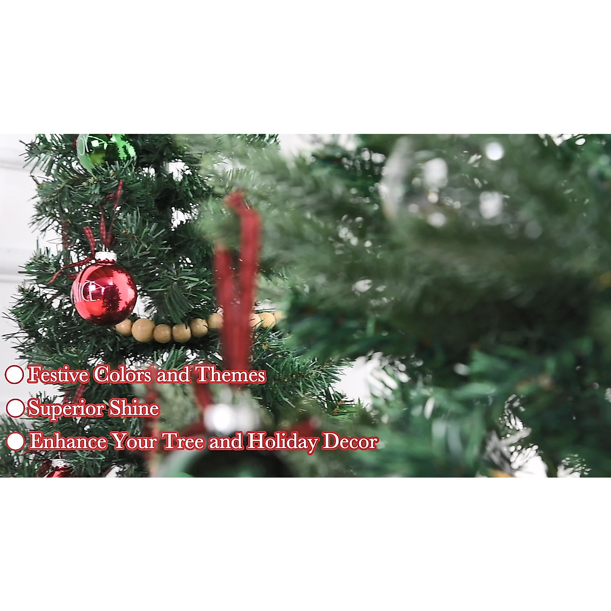 Rae Dunn Christmas Ornaments - Set of 6 Glass Balls - Red, Green, Clear - Peace, Love, Joy, Hope, Wish, Nice - 60mm / 2.36 Inch Hanging Holiday Decorations for Xmas Tree