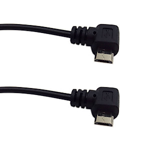 Qaoquda Micro USB 1 to 2 Y Splitter Cable, 1Feet Micro USB Female to Dual Male 90 Degree Angle Converter High Speed Charging Cable (Micro 1F/2M)