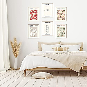 HoozGee Flower Market Poster Botanical Decor Minimalist Wall Art Prints Love Couple Theme Flower Line Poster Vintage Prints Canvas Wall Art Colorful Floral Wall Decor (8"x10" UNFRAMED)