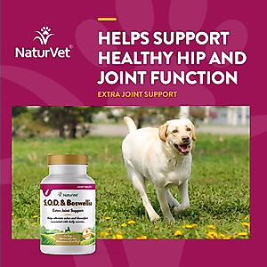 NaturVet S.O.D. & Boswellia Extra Joint Support Dog Supplement – Dog Hip Supplement – Helps Alleviate Aches, Pain – for Dog Flexibility, Healthy Joint Function – 150 Ct. Chewable Tablets