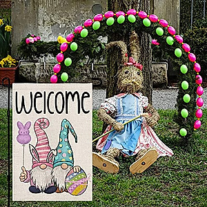 CROWNED BEAUTY Easter Garden Flag 12×18 Inch Double Sided Small Welcome Gnomes Egg Outside Vertical Holiday Yard Flag
