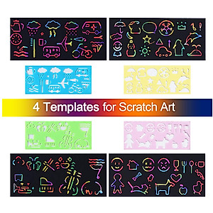 DAIKOYE Christmas Crafts 50 PCS Rainbow Magic Scratch Paper for Kids Black Scratch Off Art Crafts Notes Boards Sheet for Birthday Party Game Activities Gift Easter Party Game