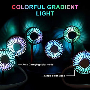 Hand Free Fan, Portable Neck Fan, Personal Hands Free Fan Headphone Fan USB Rechargeable Battery USB Neck Fan Adjustable Strong Airflow Light for Outdoor, Sport, Home, Office, Travel (Black)