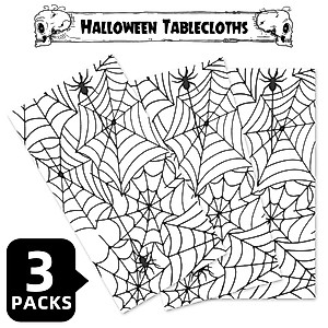 Labeol Halloween Tablecloth,3 PCS Spider Web Tablecloths for Halloween Party Decorations, 54"x108" Disposable Plastic Rectangle Table Cloth,Halloween Decorations for Halloween Party Home Haunted House