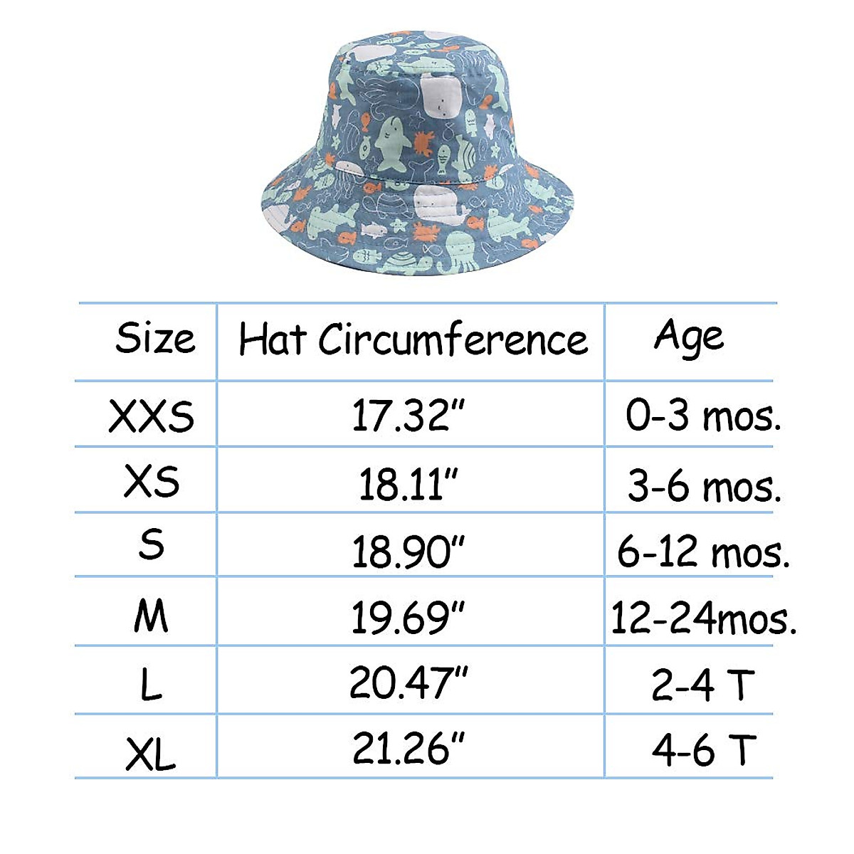XIAOHAWANG Baby Boy Bucket Toddler Kids Sun Hat UPF 50+ Wide Brim Outdoor Beach Caps Play hat (Octopus, XS(3-6 Months))