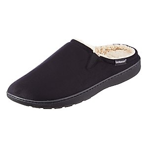 isotoner Men's, Advanced Gel Infused Memory Foam Microsuede Vincent Hoodback ECO Comfort Recycled Slippers Clog, Black, 13-14