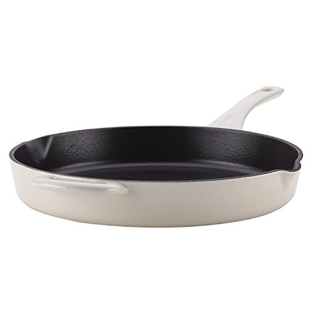 Ayesha Curry Enameled Cast Iron Skillet/Fry Pan with Pour Spouts, 10 Inch, French Vanilla