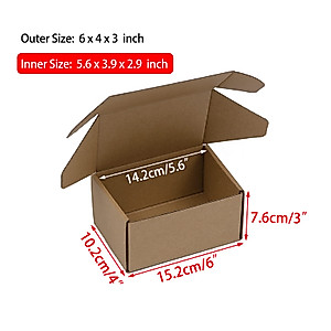 Sodissa 6x4x3 Inches Shipping Boxes Pack of 25, Brown Corrugated Cardboard Boxes for Small Bussiness