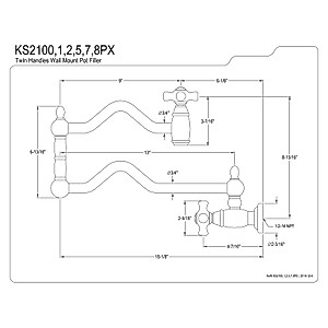 Kingston Brass KS2108PX Heritage Pot Filler, Brushed Nickel