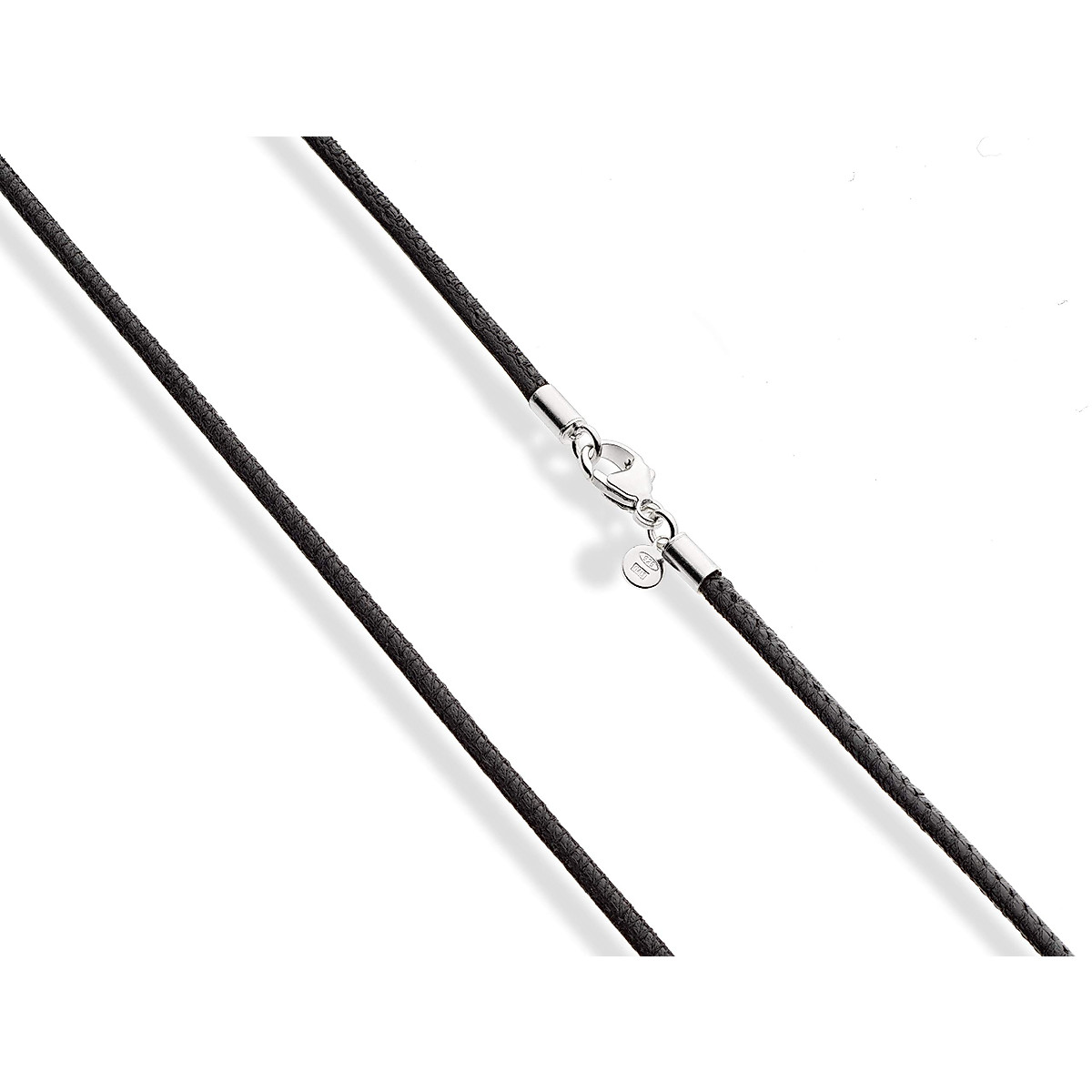 Miabella Genuine 2mm Black or Brown Italian Leather Cord Chain Necklace for Men Women with 925 Sterling Silver Clasp Made in Italy (Black, 18)