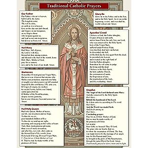 Catholic Prayers Including Our Father, Memorare, Apostles' Creed & More 2 Sided Holy Card Print 8 1/2 by 11 InchesF