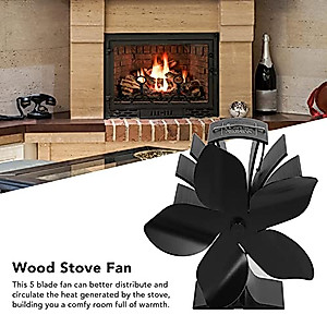 PenRux 5 Blade Wood Stove Fan, Non Electric Heat Powered Fireplace Fans Eco Fan for Home Wood Log Burner Fireplace, Circulates Warm Heated Air Eco Stove Fan,Silent Operation