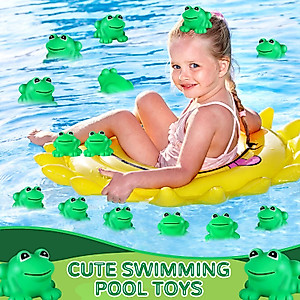 36 pcs Rubber Frogs for Kids, Cute Floating Squeaky Frog Bath Toy Mini Plastic Frogs for Cake Decoration Classroom Carnival Prizes Baby Shower Birthday Party Decoration