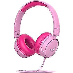 vinamass Kids Headphones, Toddler Headphones with Decorative Cat Ear, 85dB/94dB Safe Volume Limit, for Kids, Boys, Girls, Audio Sharing, Foldable Wired Children Headphones(Pink)