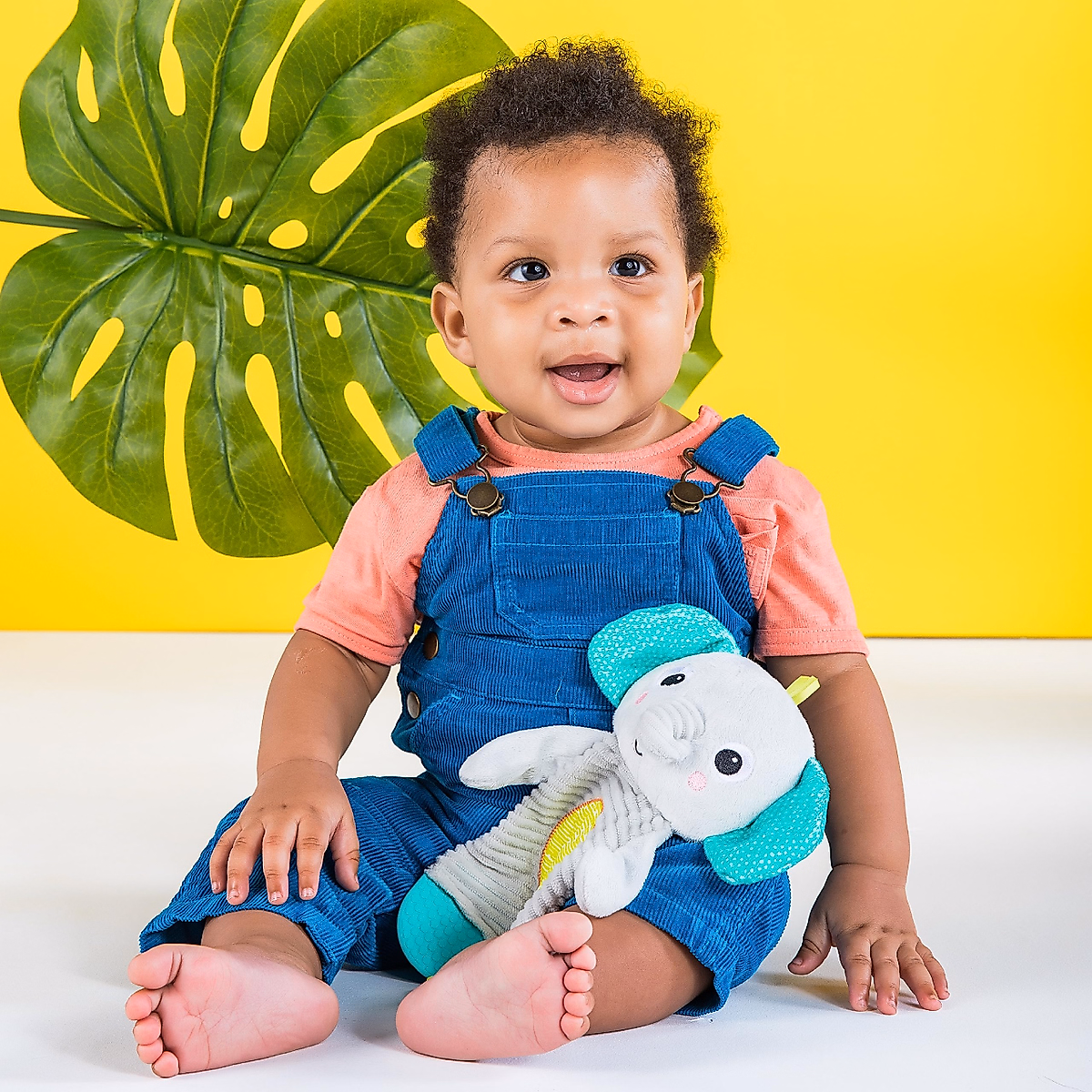 Bright Starts Snuggle & Teethe BPA-free Crinkle Teething Plush Baby Toy - Elephant