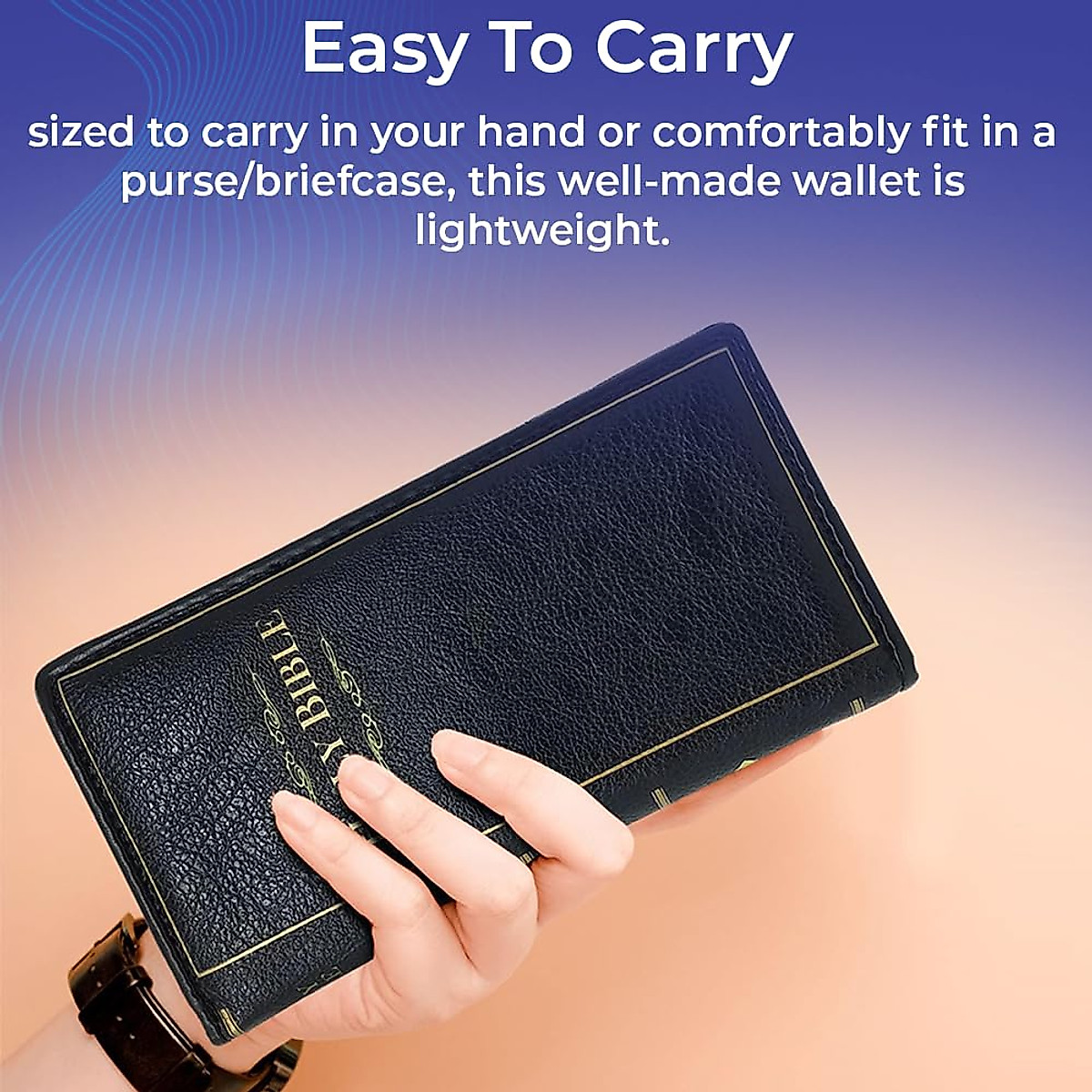 SAGEFINDS Holy Bible Book Wallet | Multi Card and Cash Holder | Magnetic Clasp Closure and Zip Around | Vinyl | 4” x 7.5”