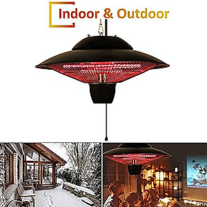 NaoSIn-Ni Outdoor Electric Patio Heater,1500W Infrared Hanging Ceiling Space Heaters, 3 Power Levels, IP55 Waterproof, for Indoor Restaurant Garden