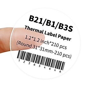NIIMBOT B1 Label Tape B21 Transparent Labeling Tape 1.2" X 1.2" (31x31mm) Thermal Label Print Paper NIIMBOT Labels for Candles/Gifts/Mailing/Logo/Jars/Bottles Tag, 210 Labels/Roll, Clear
