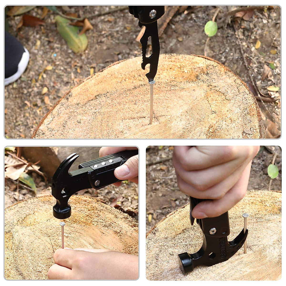 GRESOU Camping Hammer Multitool for Men Dad Husband, 14 In 1 Mini Hammer Multitool Camping Accessories Survival Gadget, All In One Tools Cool Gadgets for Fathers Day Christmas Birthday