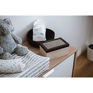 Bathroom Flushable Wipes Dispenser Decorative Wooden (MDF) Box Container to Conceal Diaper or Flushable Wipes 19cm x 12cm x 9cm Beige and Black