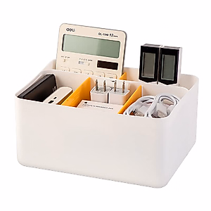 Vidifor Large Deep 6-Compartment Crafts Storage Bin Organizers Container with Dividers for Art Supplies, Colored Pencils, Makeup Desk