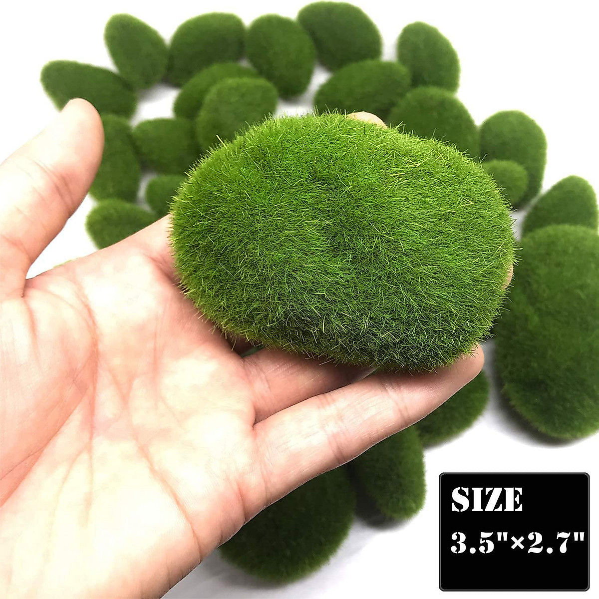 Boagkaah 36 Pieces 3 Size Artificial Moss Rocks Decorative, Green Moss Balls for Floral Arrangements Gardens and Crafting