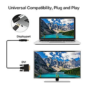 HANNORD DisplayPort to DVI Adapter, DP to DVI Converter Male to Male Display Port DVI Cable for PC Computer Laptop Desktop, 1080P HD Cord Compatible with Lenovo, HP, Dell (6 Feet)-1 Pack