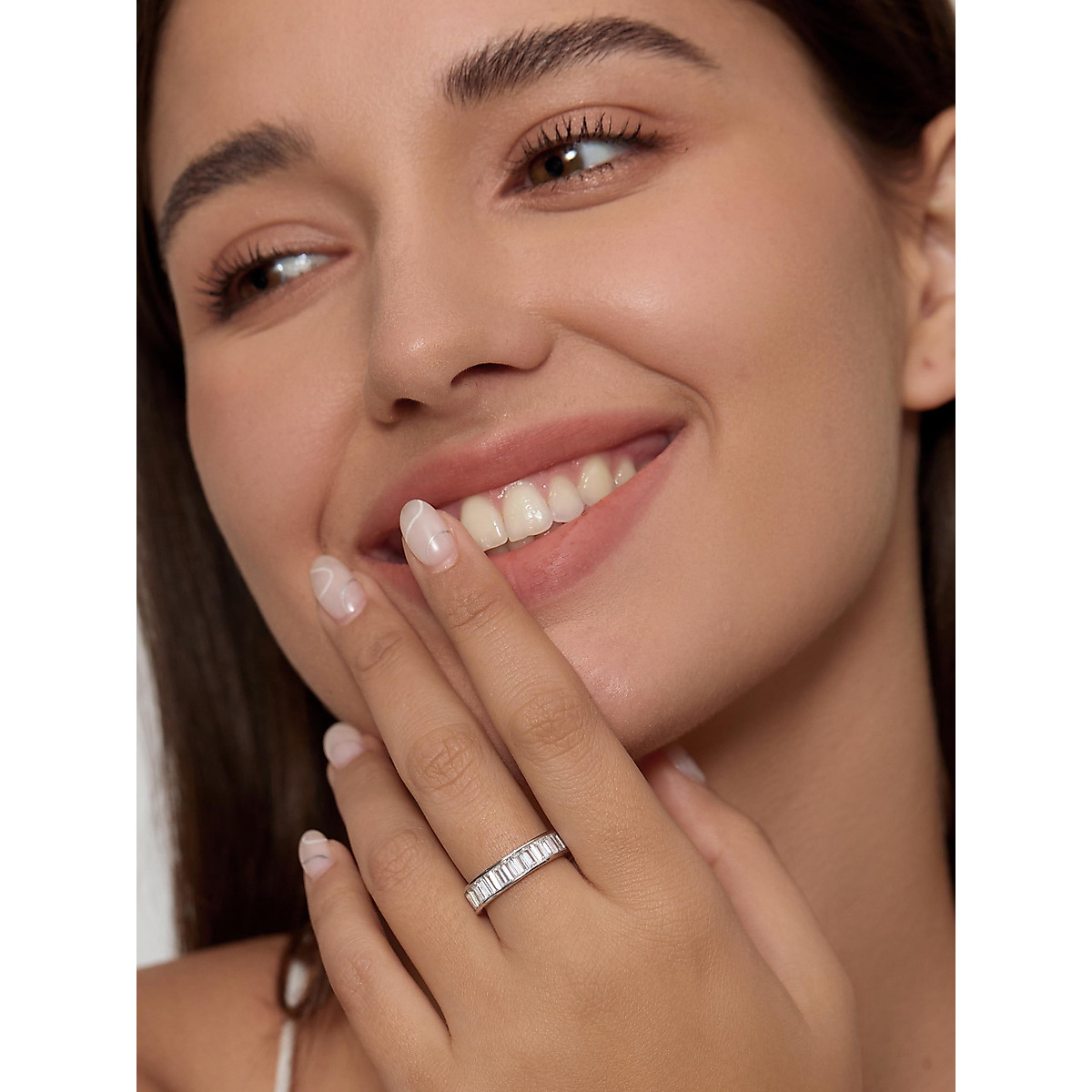 Michooyel Emerald Cut Eternity Ring for Women Channel Setting Wedding Ring Diamond Bands Rings Sterling Silver Cubic Zirconia Statement Rings for Women