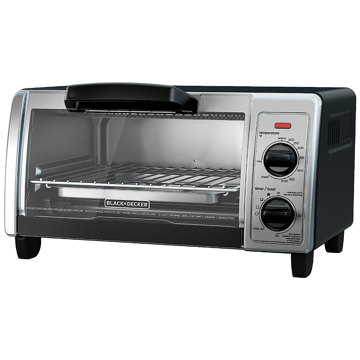 BLACK+DECKER 4-Slice Toaster Oven with Easy Controls, Stainless Steel, TO1705SB,Medium