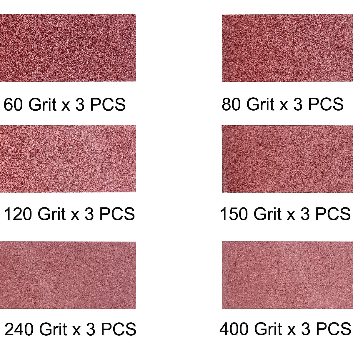 M-jump 18 PCS 3 x 18 inch Aluminum Oxide Sanding Belt Kit-Include 3 Each of 60 80 120 150 240 400 Grits-Premium Sandpaper Sander Belt for Portable Belt Sander