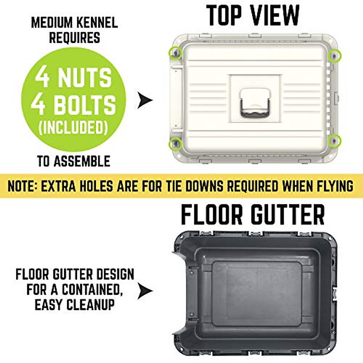 SportPet Designs Plastic Kennels Rolling Plastic Wire Door Travel Dog Crate - Medium, Gray (CM-2001-CS01)