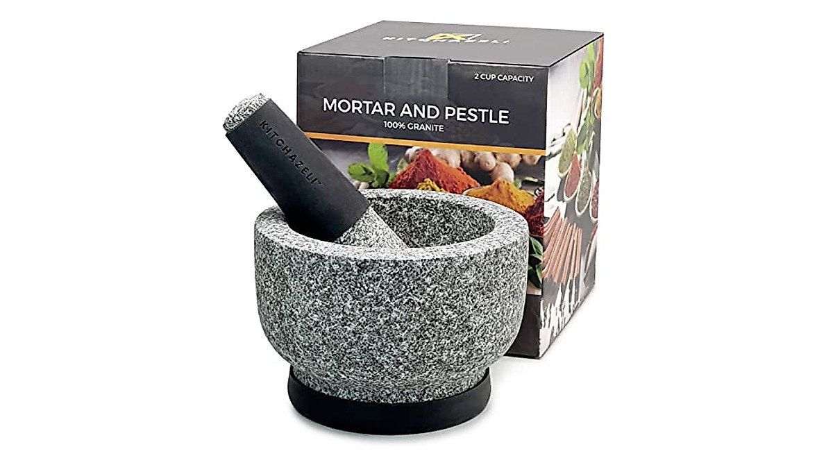 Granite Mortar and Pestle Set - Large 2-Cup Stone Grinder for Herbs ...