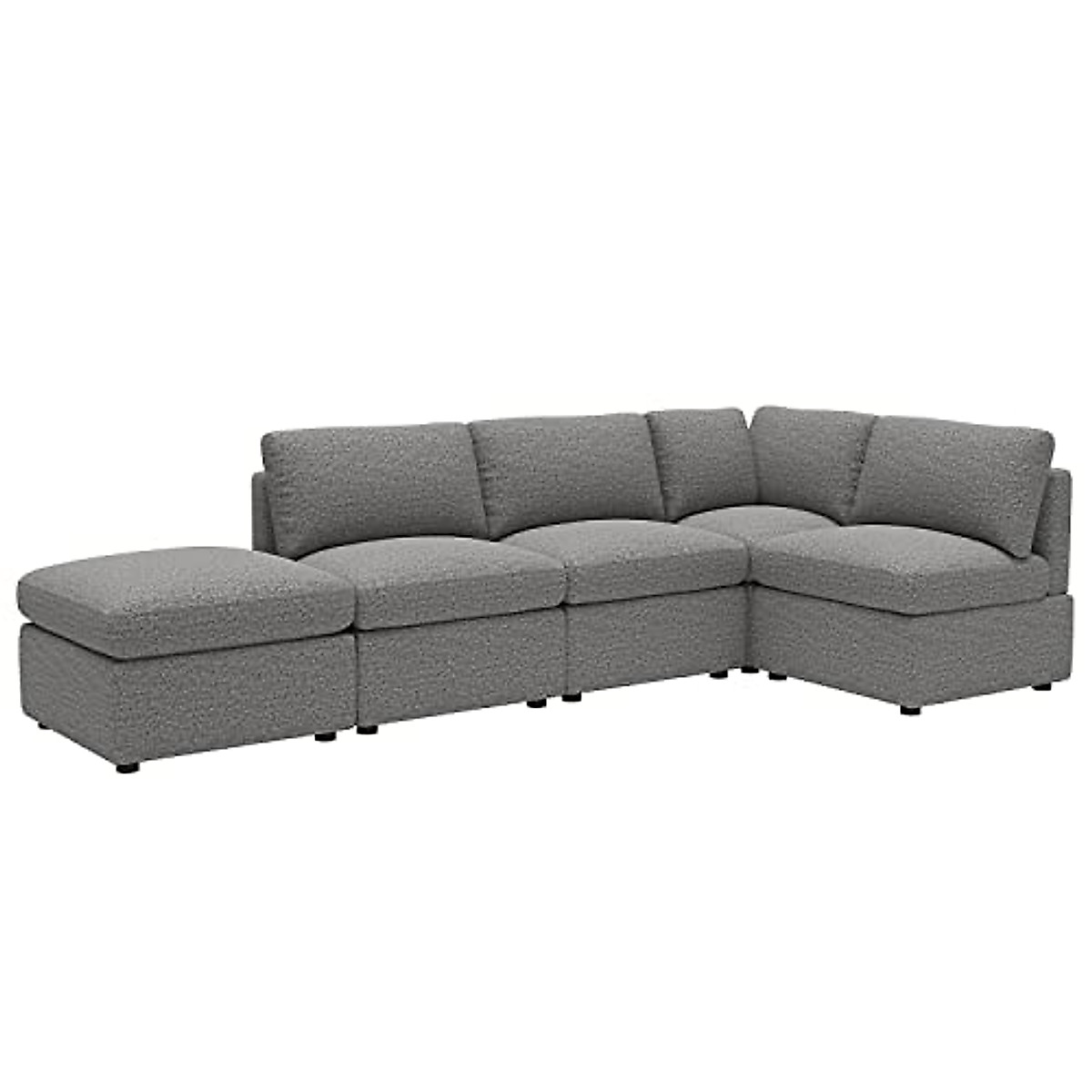 FDW Modular Sectional Sofa Couch,L Shaped Sofa Couch Convertible Sofa 4-Seat Sofa with Ottoman for Living Room Bedroom Office,Gray