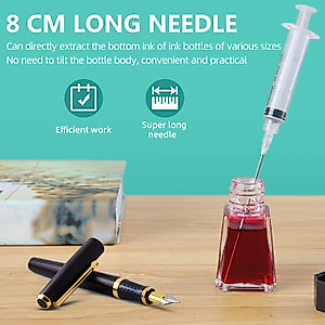 5ML/CC Premium Ink Syringe with Metal Distribution Tubes and Luer Lock Suitable for Fountain Pen Refill,Glue Application,Liquid Dispensing and Measuring, Pet Food Feeding,Refilling Ink Cartridges,CISS