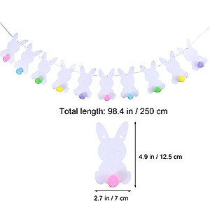BESTOYARD Easter Banner Decorations White Rabbit Bunny Banner Bunting Garland Photo Prop