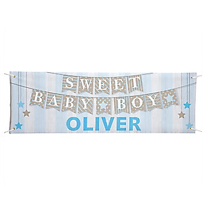 Let's Make Memories Personalized Sweet Baby Banner - Blue Baby Banner - Welcome Baby Banner - Customized Baby Shower Decor - 6 Feet Long