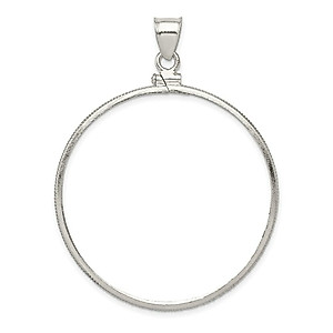 Roy Rose Jewelry US 1 oz Eagle Coin Bezel Mounting Sterling Silver 40.6 x 3.1mm Plain Screw Top Coin Bezel Pendant