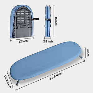 VividPaw Small Ironing Board Tabletop 12" x 32", Lightweight Portable Travel Iron Board, Foldable Mini Ironing Board for Countertop, Small Spaces, Laundry Rooms and Dorms
