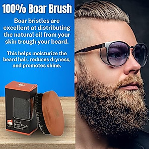 G.B.S 2 Pack Beard Travel Brush with Boar Bristles Great for Dry or Wet Beards Distributes Balm, Oil for Growth and Shine and Softness Professional Durable Camping
