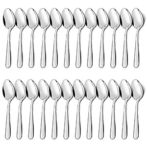 24-Piece Dinner Spoons Set (6.7 inch), Unokit Stainless Steel Spoons silverware, Dessert Spoon, Tablespoon, Silverware Spoons Only for Home, Kitchen or Restaurant - Mirror Polished, Dishwasher Safe